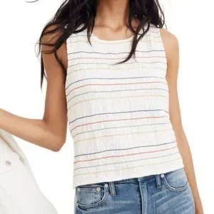 Madewell | Tops | Madewell Texture Thread Rainbow Stitch Striped Tank ...